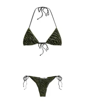 Oseree Zebra-print Bikini Set - Black
