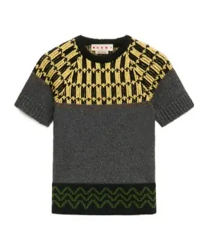 Marni Wool Jumper With Geometric Motif - Grey