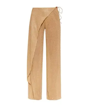 Oseree Lace-up Casual Pants - Gold