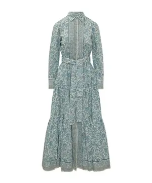 MC2 SAINT BARTH Batik-print Tiered Maxi Dress - Gray