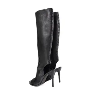ANN DEMEULEMEESTER Seria Open-toe Stitched Leather Pumps