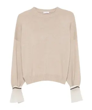 Brunello Cucinelli Monili-embellished Panelled-cuff Sweater