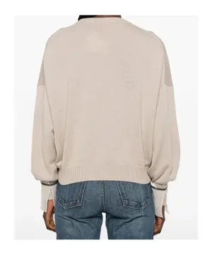 Brunello Cucinelli Monili-embellished Panelled-cuff Sweater