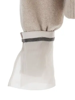 Brunello Cucinelli Monili Embellished Paneled Cuff Sweater