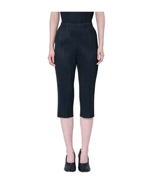 PLEATS PLEASE BY ISSEY MIYAKE Pleated Cropped Trousers - Black