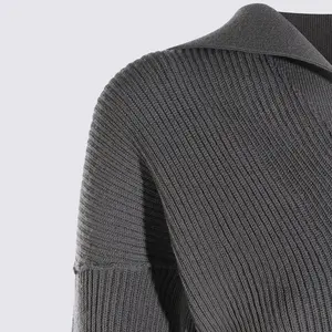 Rick Owens Long Sleeve Knitwear With V-neck And Ribbed Hem - No
