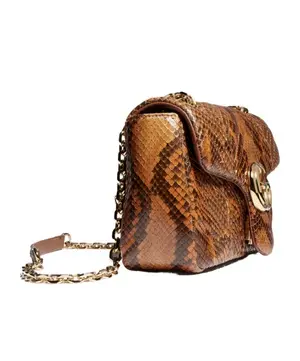 Gucci Gg Marmont Python Medium Shoulder Bag - Brown