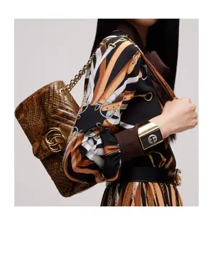 Gucci Gg Marmont Python Medium Shoulder Bag - Brown