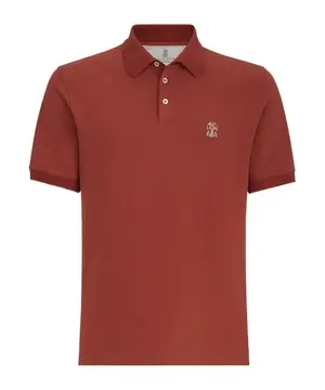 Brunello Cucinelli Cotton-piqué Polo Shirt With Logo - Red