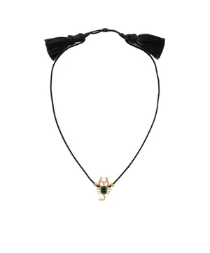 Valentino Garavani Metal, Crystal, And Rope Necklace With Tassel - Black