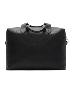 Burberry Checked Zip-around Briefcase - Black
