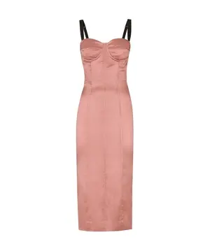 Dolce & Gabbana Satin Corset Midi Dress - Pink
