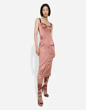 Dolce & Gabbana Satin Corset Midi Dress