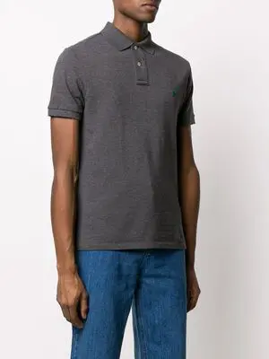 Polo Ralph Lauren Logo Embroidered Straight Hem Polo Shirt - Black