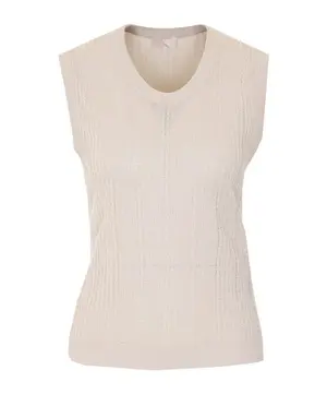Liu Jo Ribbed Lurex Knitted Tank Top - Nude