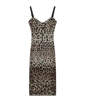 Dolce & Gabbana Leopard-print Midi Sheath Dress - Black