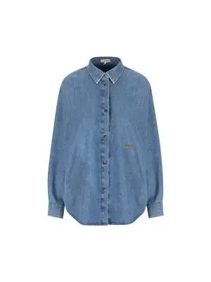 Loewe Relaxed Fit Embroidered Denim Shirt - Light Blue