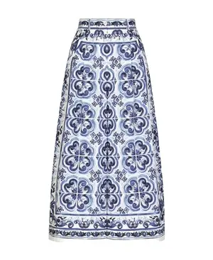 DOLCE & GABBANA Majolica-print Cropped Culottes