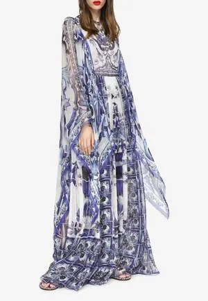 Dolce & Gabbana Majolica Print Floor Length Gown - Multicolor