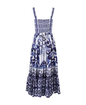 Dolce & Gabbana Majolica-print Bustier Maxi Dress