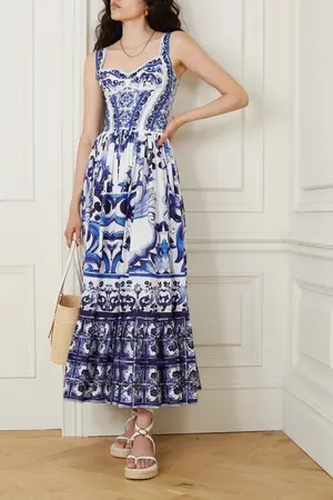 Dolce & Gabbana Majolica-print Bustier Maxi Dress