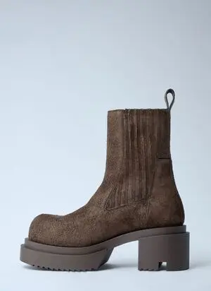 Rick Owens Round Toe Elasticated Block Heel Boots