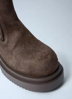 Rick Owens Round Toe Elasticated Block Heel Boots