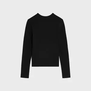 Celine Triomphe Long-sleeved T-shirt In Ribbed Cotton Jersey