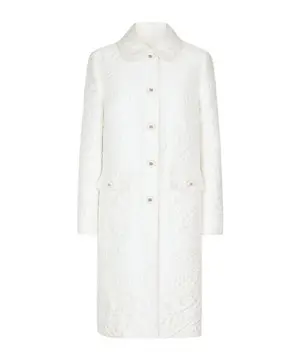 Dolce & Gabbana Floral Jacquard Belted Coat - White