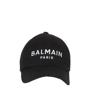 Balmain Cotton Cap With Logo - Black