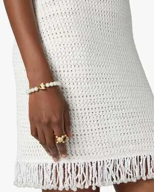 Casablanca Gold & White Lotus Pearl Bracelet