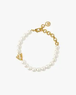 Casablanca Gold & White Lotus Pearl Bracelet - Multicolor