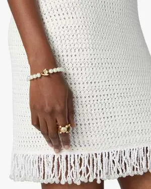 Casablanca Gold & White Lotus Pearl Bracelet