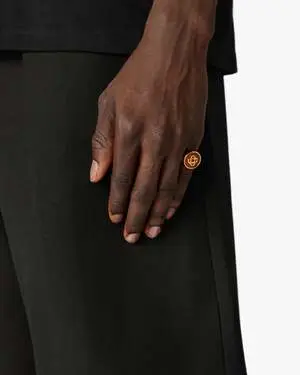Casablanca Gold & Red Stone Signet Ring