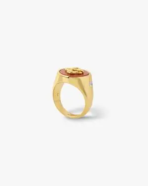 Casablanca Gold & Red Stone Signet Ring