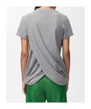 Loewe Logo Embroidered Draped T-shirt - Grey