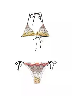 Missoni Zigzag-knit Triangle Bikini - Neutrals