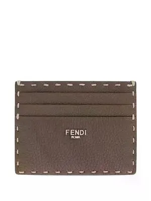 Fendi Selleria Leather Card Holder - Brown