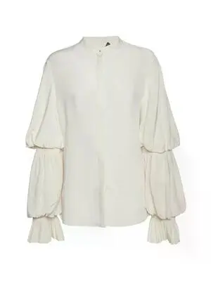 Alexander McQueen Silk Ruffle-sleeve Shirt