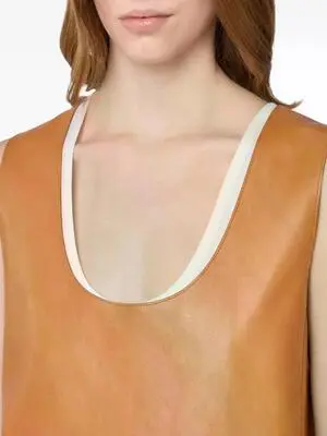 TOD'S Leather Scoop Neck Dress
