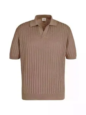 TOD'S Ribbed Short-sleeve Polo Shirt - Brown
