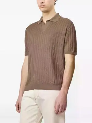 TOD'S Ribbed Short-sleeve Polo Shirt - Brown