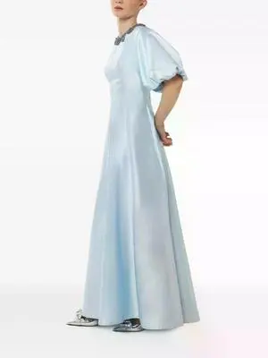 BARUNI Jawher Beaded-collar Maxi Gown - Blue