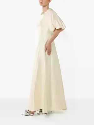BARUNI Jawher Embellished Puff-sleeve Maxi Gown - Neutrals