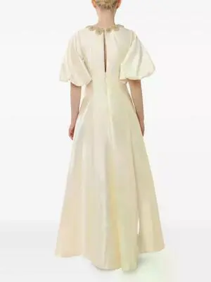 BARUNI Jawher Embellished Puff-sleeve Maxi Gown - Neutrals