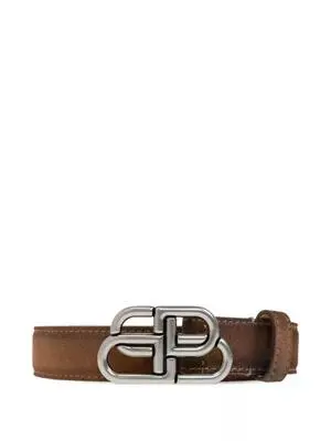Balenciaga Logo Buckle Leather Belt - Brown