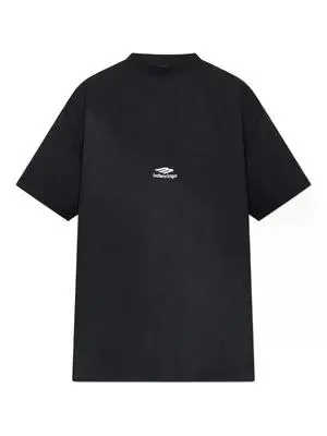 Balenciaga Logo-embroidered T-shirt - Black