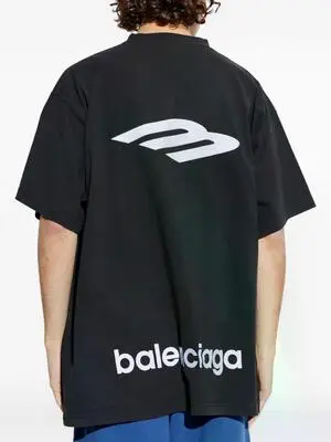 Balenciaga Logo-embroidered T-shirt - Black