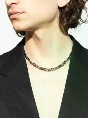 Fendi Grey Curb Chain Necklace - Silver