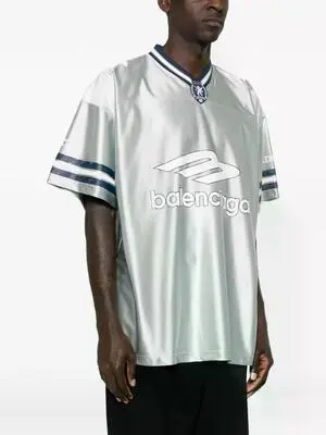 Balenciaga Silver Logo V-neck T-shirt